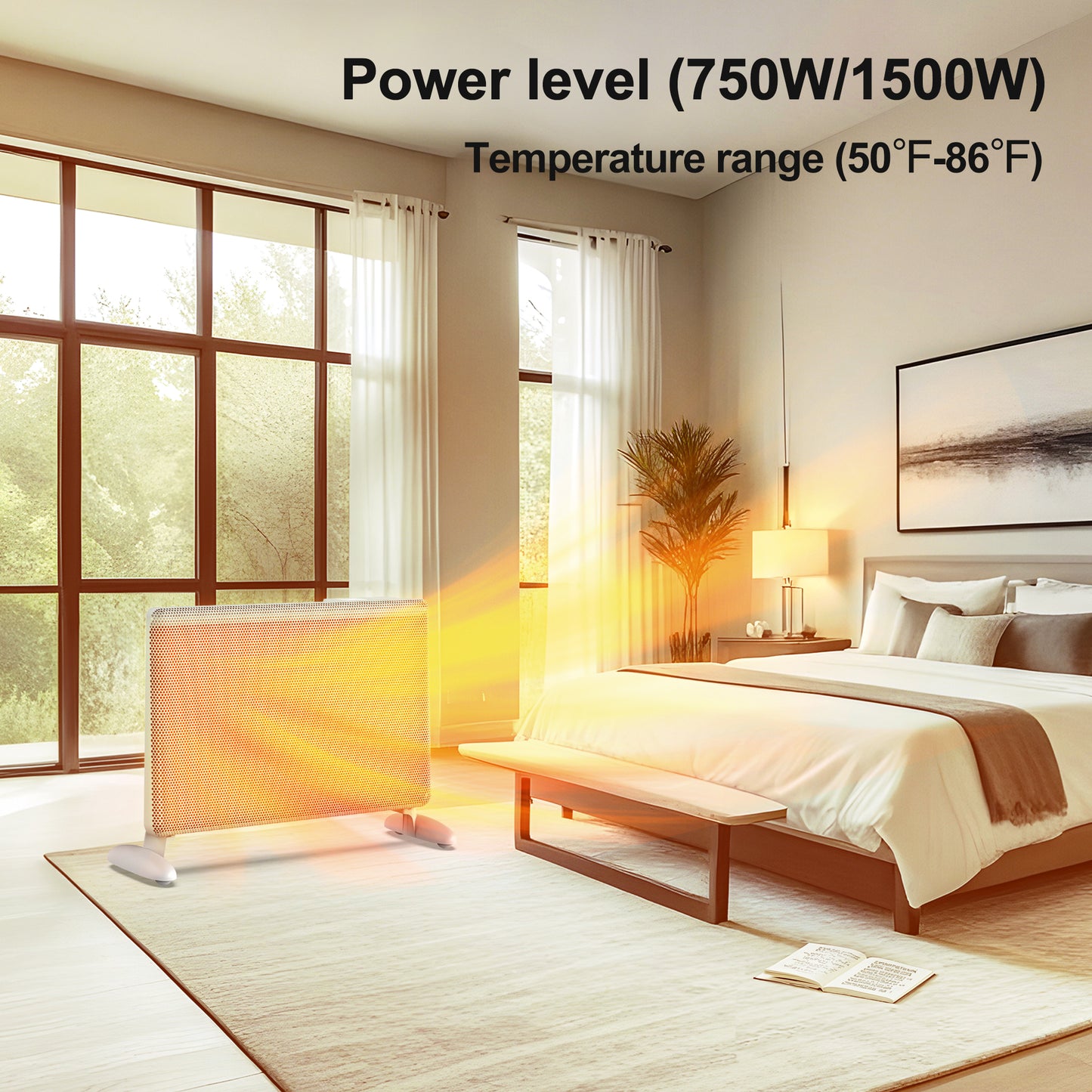 1500 W Electric Ceramic Heater in White with Tip-Over Protection, Remo ...