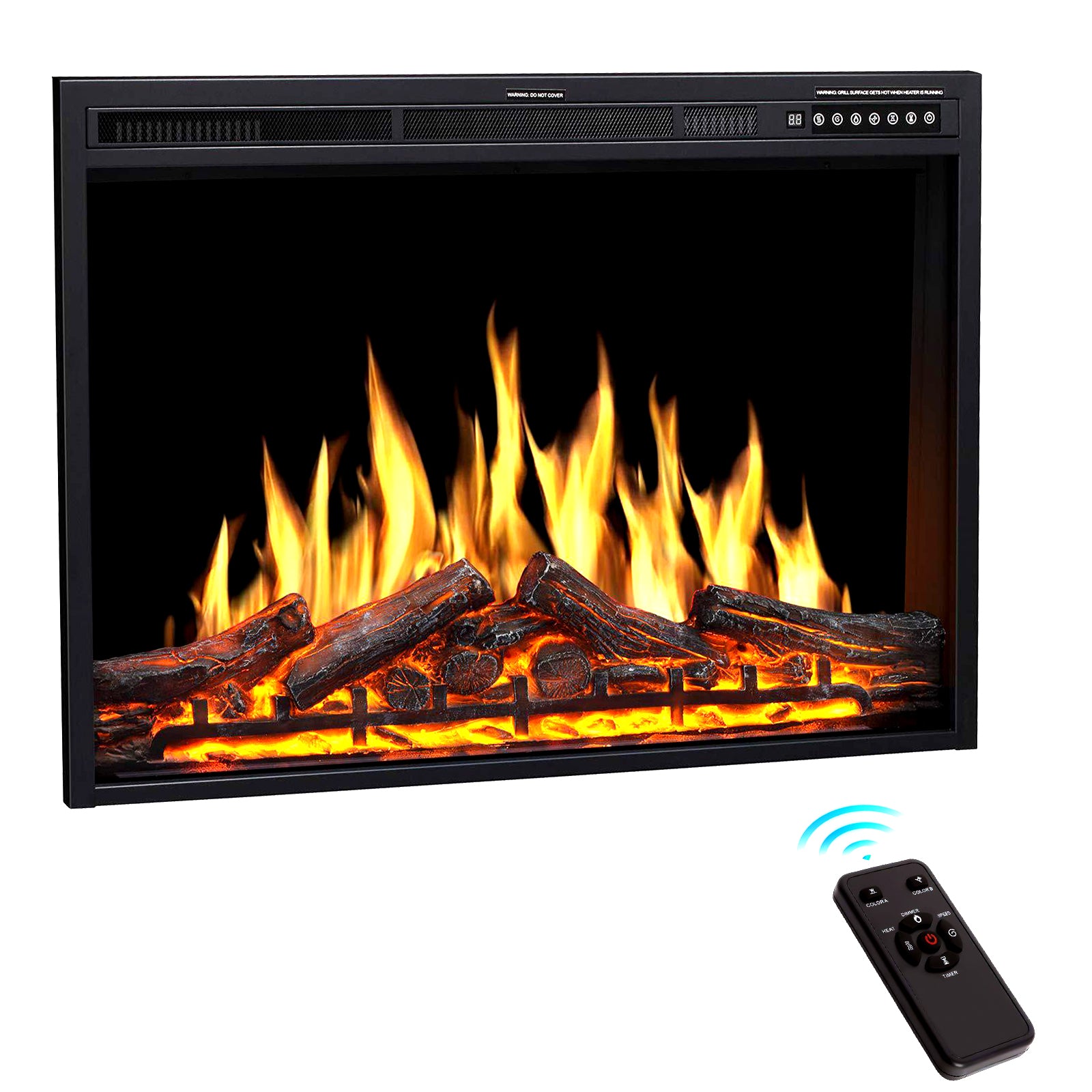 37 in. Ventless Electric Fireplace Insert, Remote Control – EdenDirect