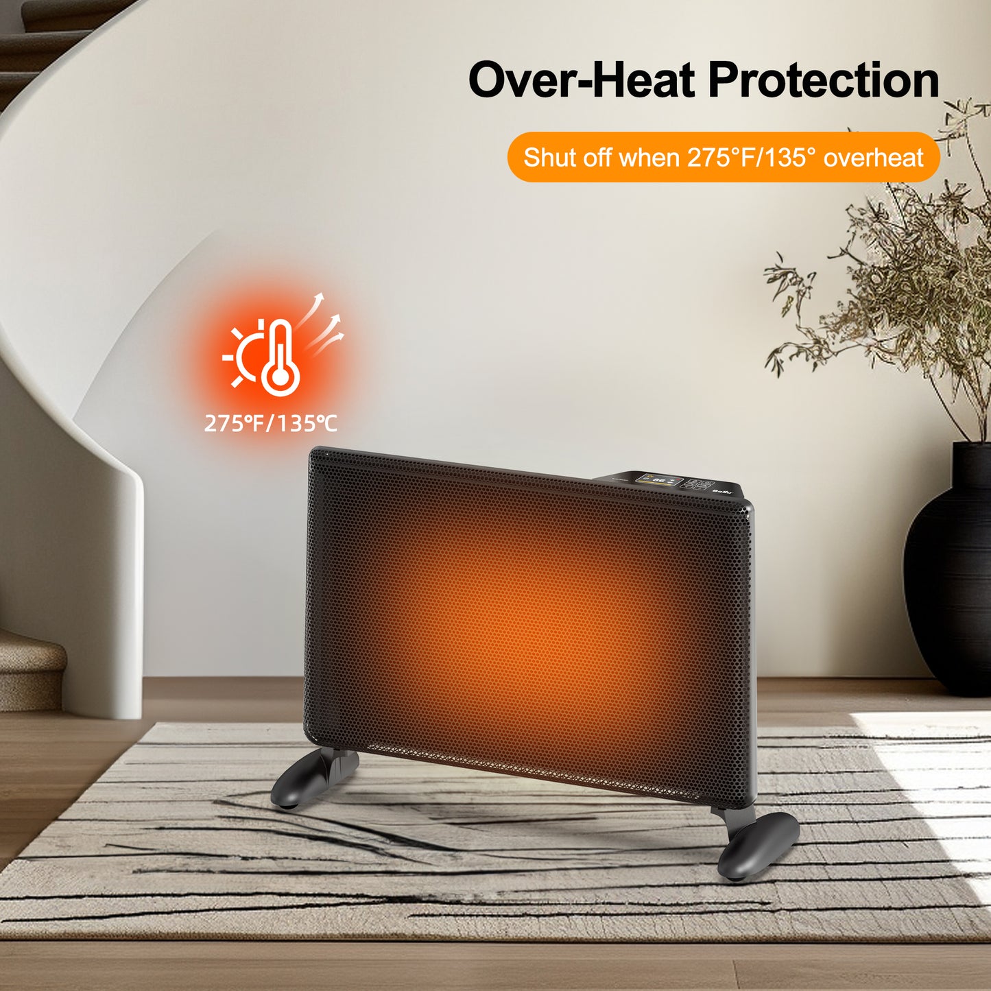1500 W Electric Ceramic Heater in White with Tip-Over Protection, Remo ...