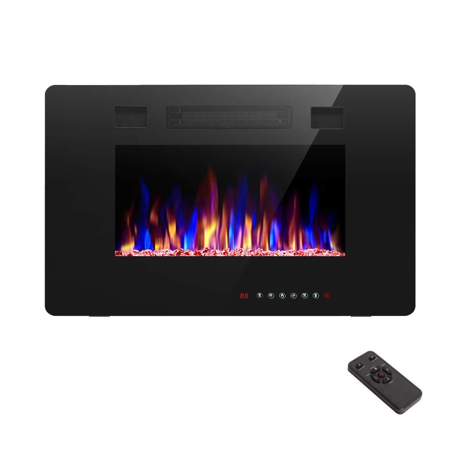 30 in. Wall Mounted Electric Fireplace, Remote Control – EdenDirect