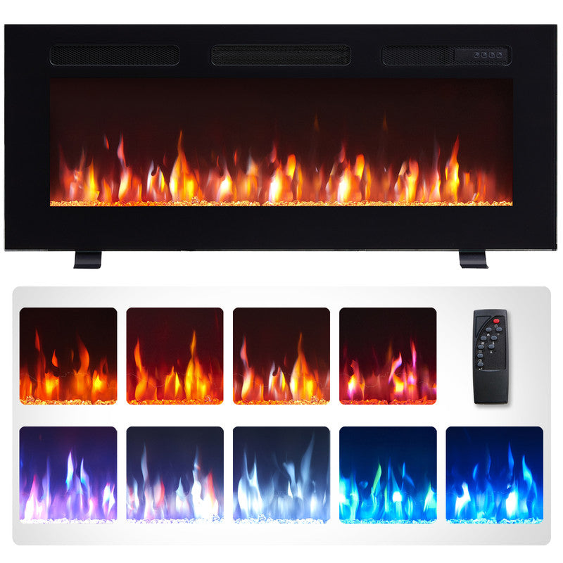 40 in. Freestanding and Wall Mounted Electric Fireplace, Remote Contro ...
