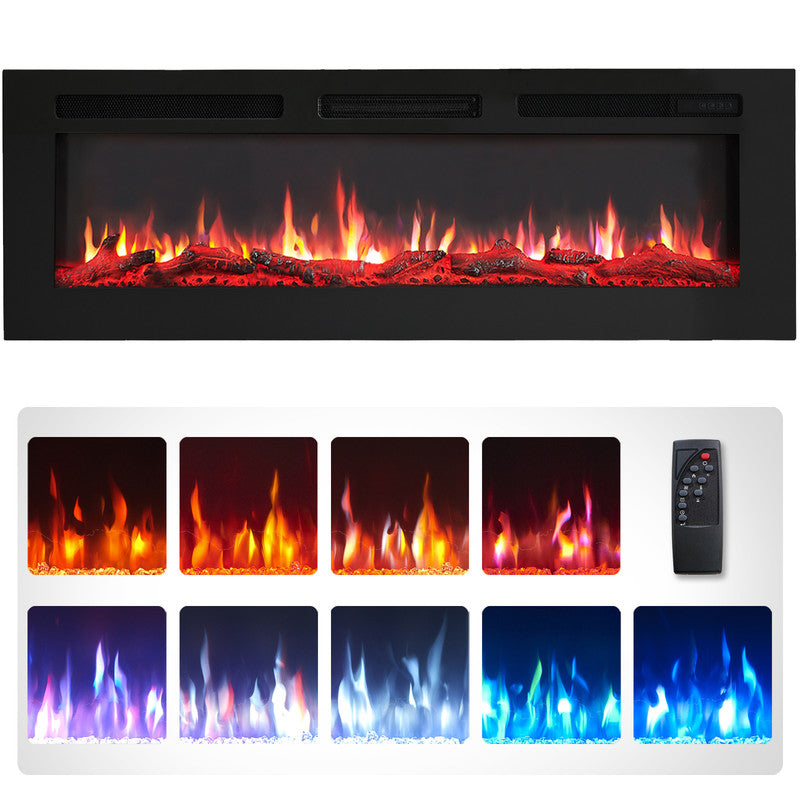 50 in. Freestanding and Wall Mounted Electric Fireplace, Remote Contro ...
