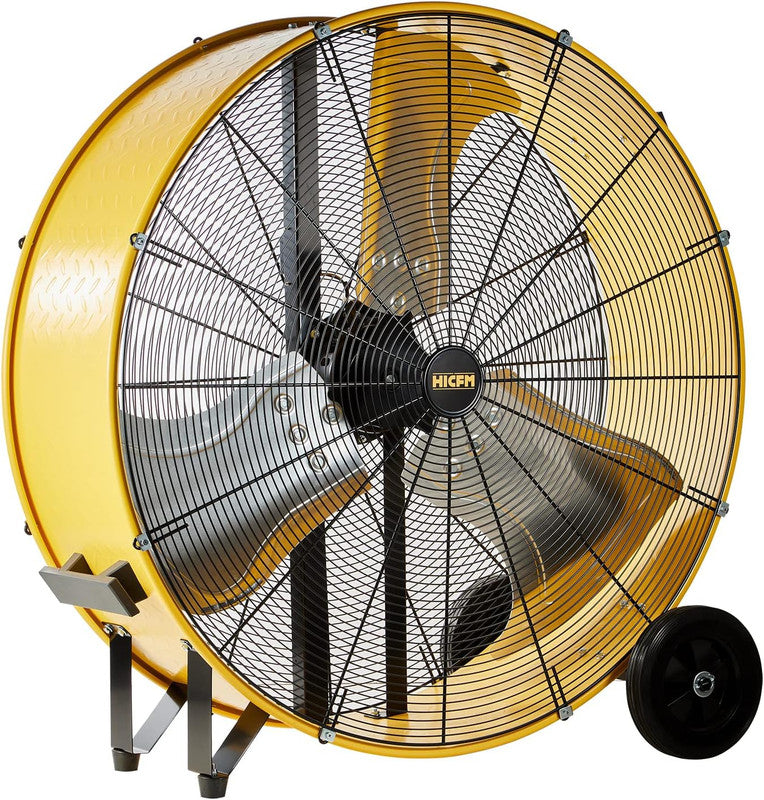 36 in. 2 Speeds Drum Fan in Yellow with Powerful 4/5 HP Motor, Commerc ...
